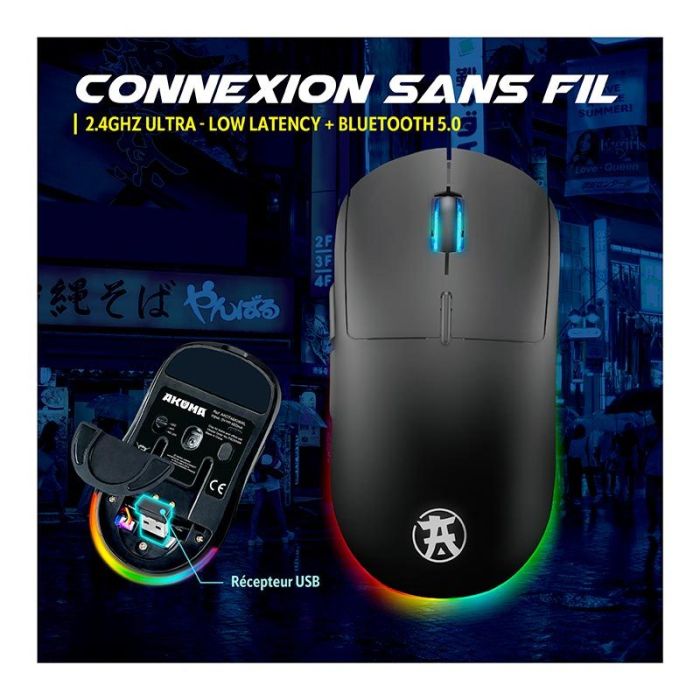 Souris gaming AKUMA OTAKU M06WL 7200Dpi avec base de recharge ...