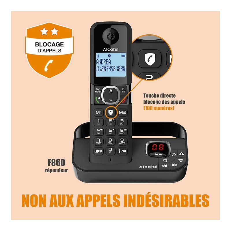 Téléphone duo avec répondeur ALCATEL F860 Voice noir - Electro Dépôt